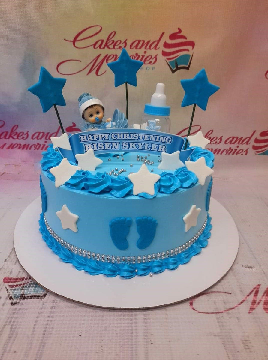 Christening Boy Cake - 1138 – Cakes and Memories Bakeshop