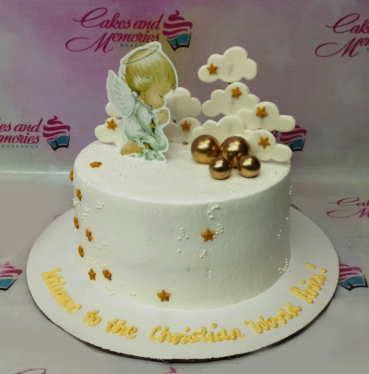 Christening Angel Cake - 1106 – Cakes and Memories Bakeshop